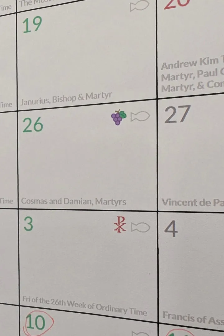 BIG Catholic Calendar - NEW - WalletWin